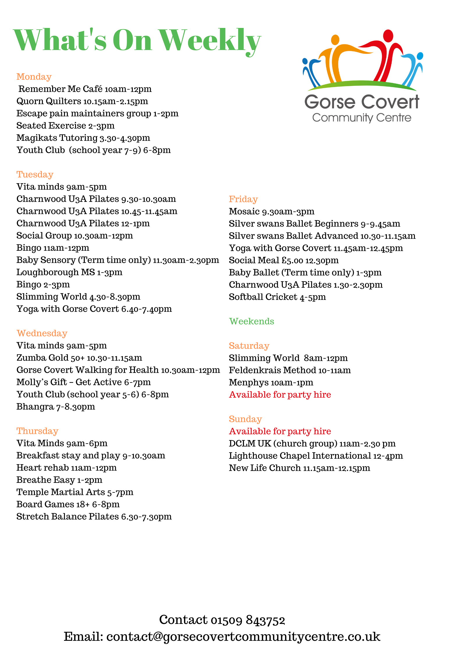 What’s On – Gorse Covert