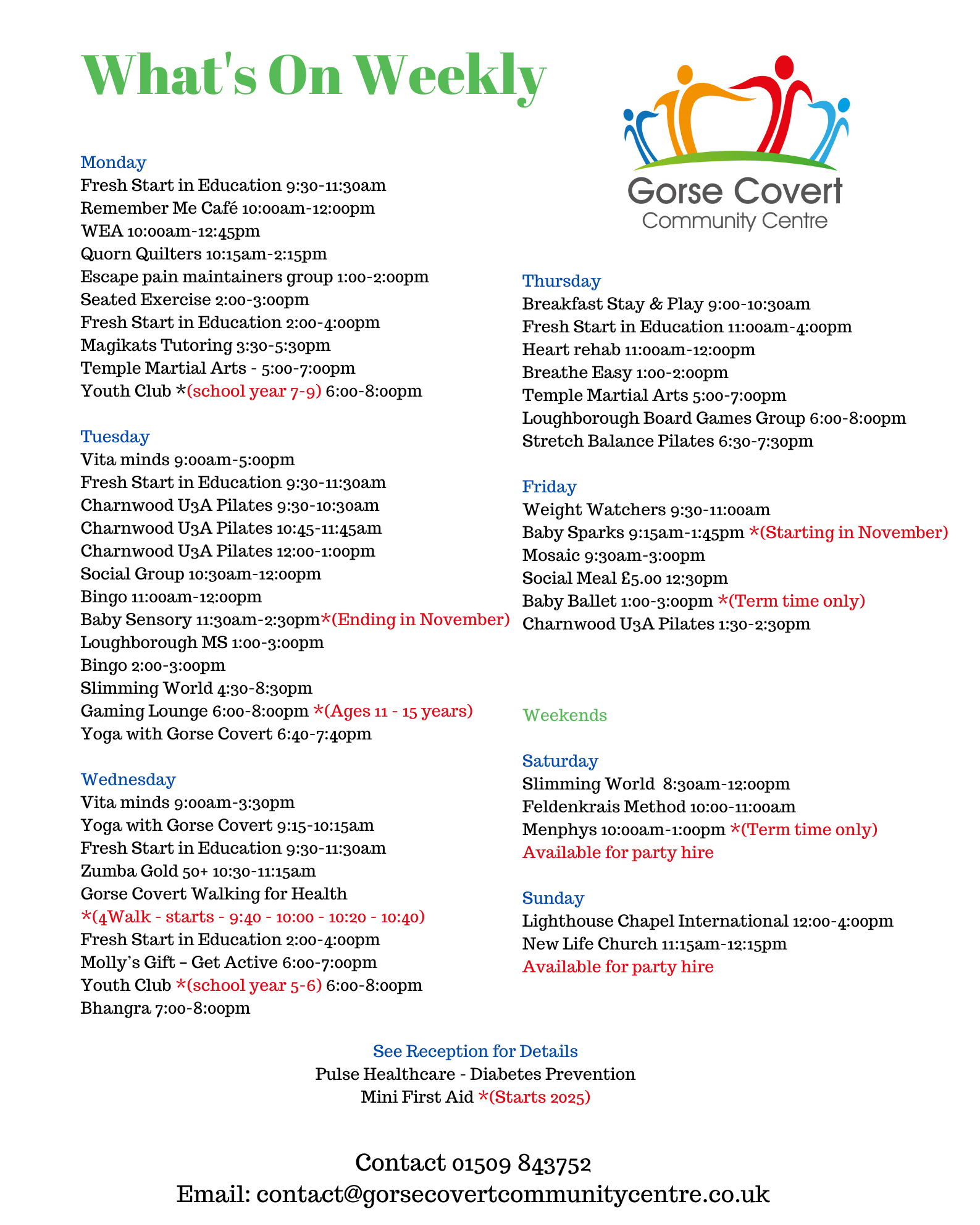 What’s On – Gorse Covert